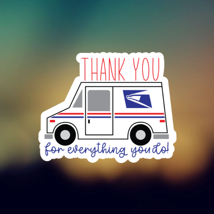 USPS MAIL TRUCK THANK YOU - PERMANENT ADHESIVE STICKER – The Sparkly ...